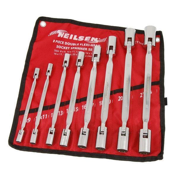 CT1657 - 8pc Double Flexi-Head socket Spanner Set — Neilsen Tools