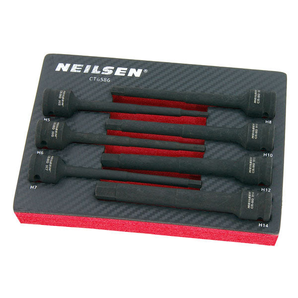 CT6586 - 7pc Extra Long Impact Hex Bit Set 1/2in Drive — Neilsen Tools