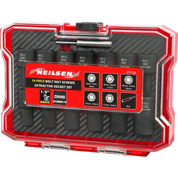 CT7120 - 14pc Bolt Nut Screws Extractor Socket Set — Neilsen Tools