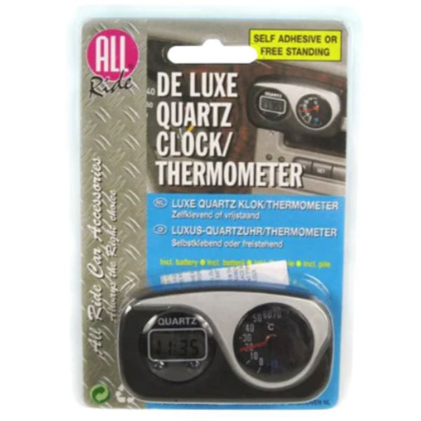 AR28343 - All Ride Clock Thermometer 'Metal Look' Deluxe Quartz ...